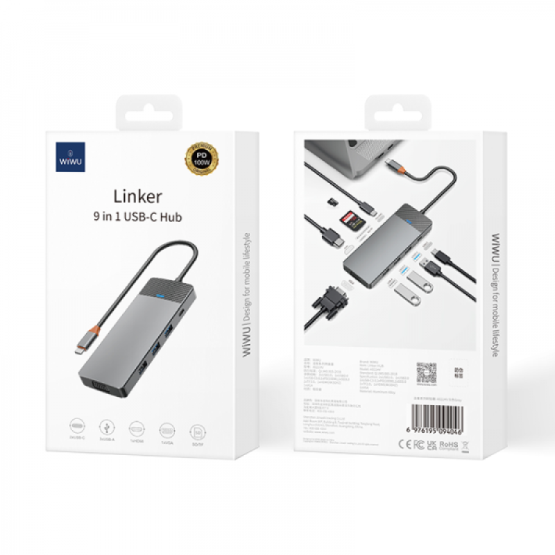 ⚡Адаптер-переходник Wiwu Linker 9 in 1 USB-C HUB купить в Бишкеке ...